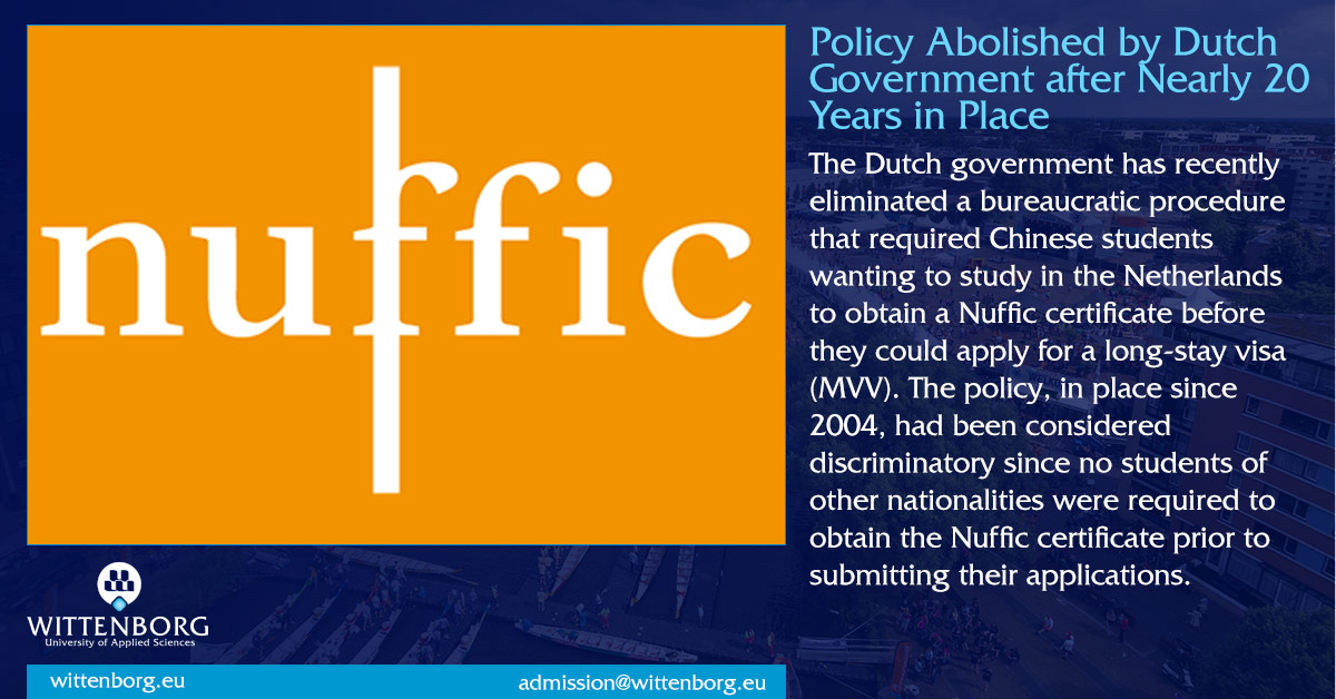 Chinese Students Applying for Dutch HEIs Now Exempt from Nuffic Certificate Requirement